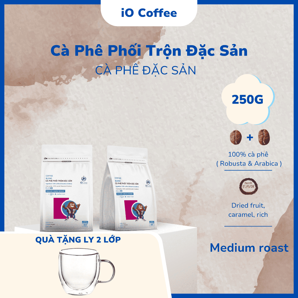 iO Coffee - Cà Phê Rang Xay Phối Trộn Đặc Sản - Robusta & Arabica ...