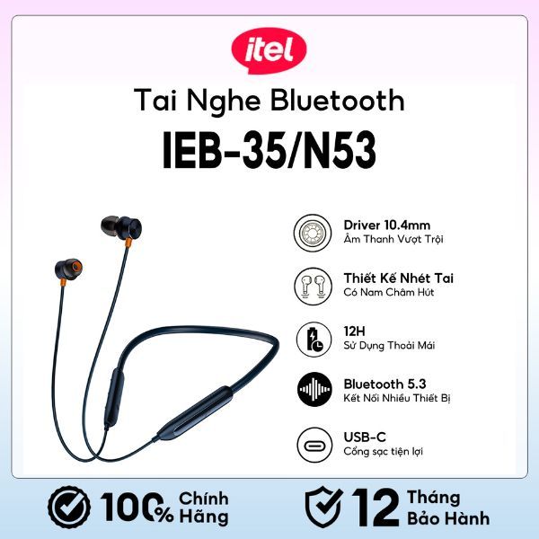 Tai Nghe Bluetooth Itel IEB-35 5.3 | 12H Sử Dụng | Chống Nước IPX5 ...