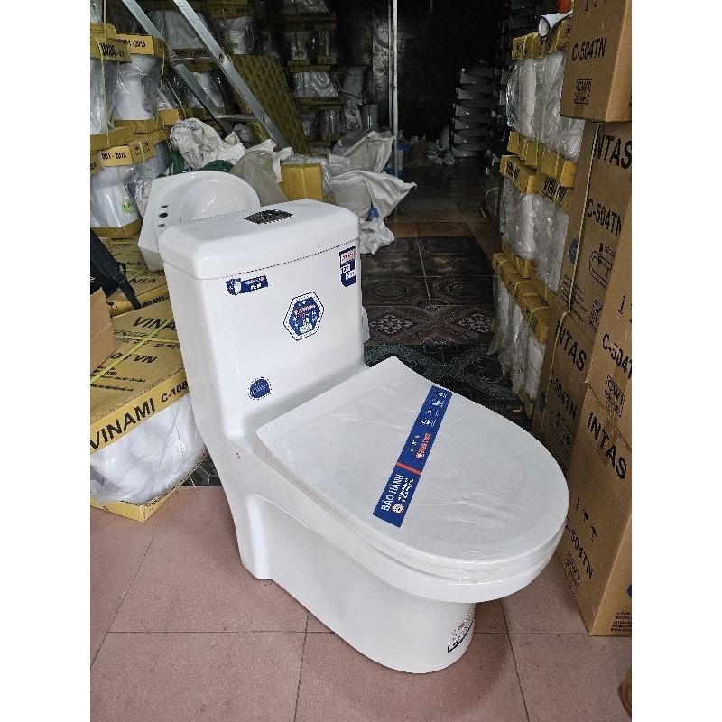 Bồn cầu két liền 2 nhấn Minh Long KL09, xả xoáy xả đẩy siêu sạch ...