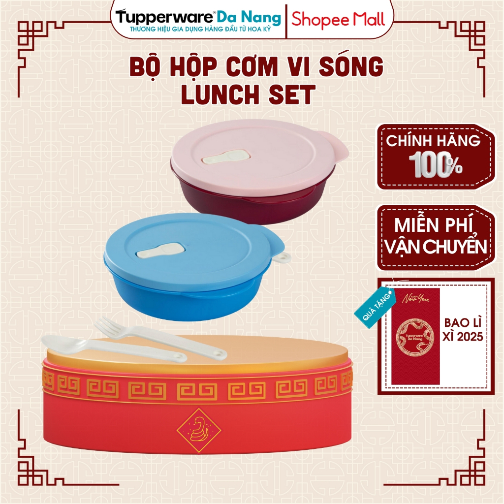 Hộp Cơm Chia Ngăn Crystalwave Lunch Set Tupperware Chính Hãng - Quay lò ...