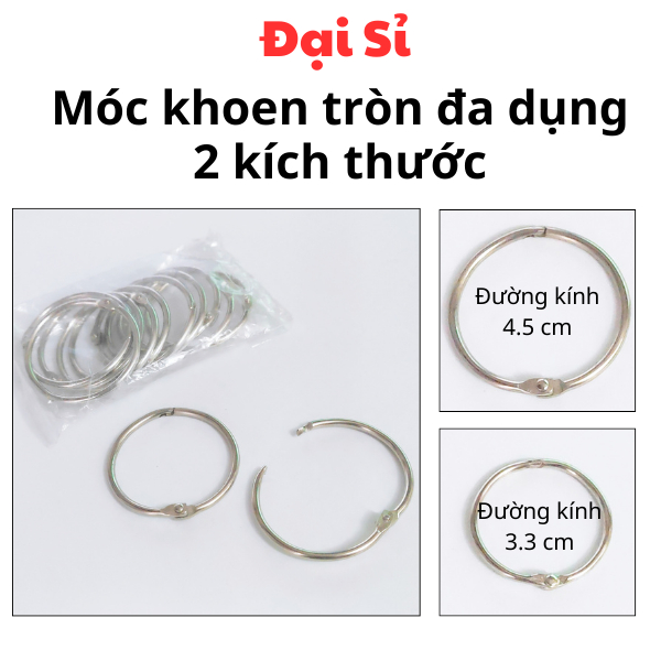 Móc khoen tròn Inox đa dụng , còng sắt , khoen tròn đóng mở làm album ...