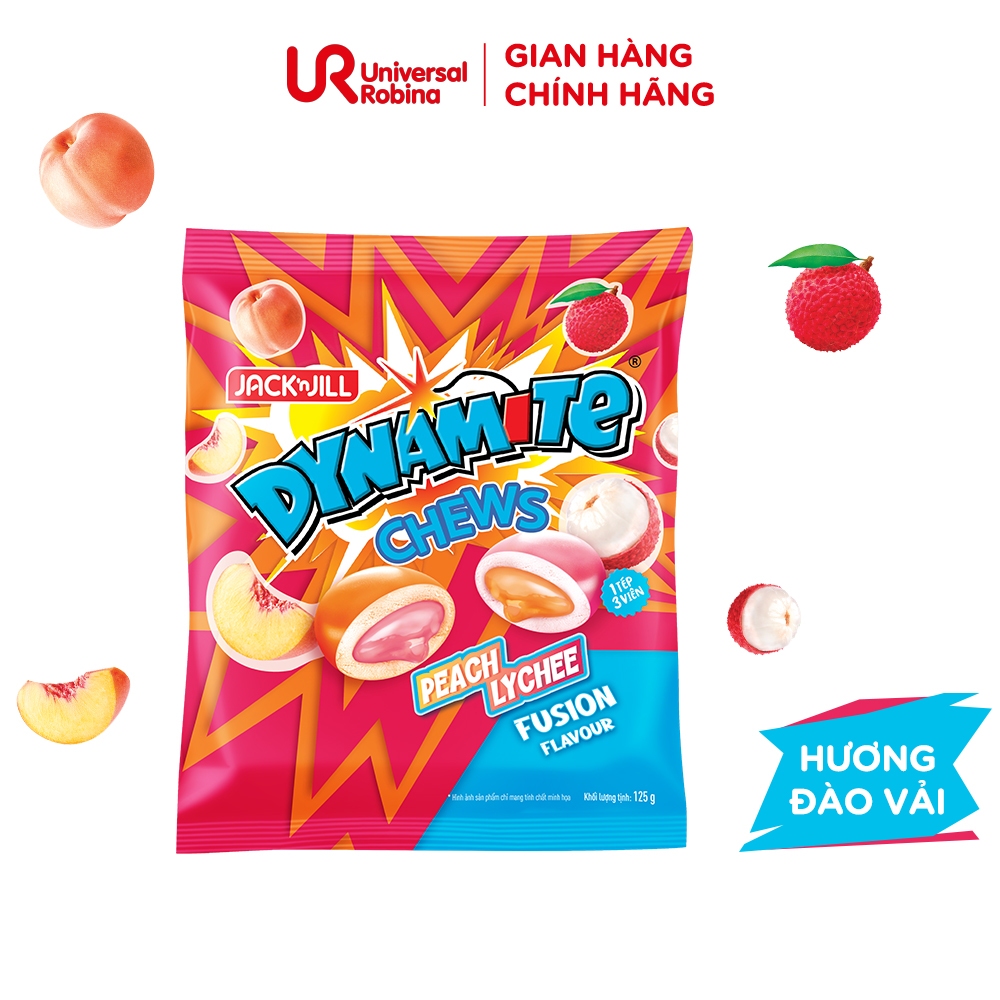 Kẹo Nhai Hồng 3 Viên Hương Đào Vải Có Nhân Dynamite Chews Candy (Gói ...