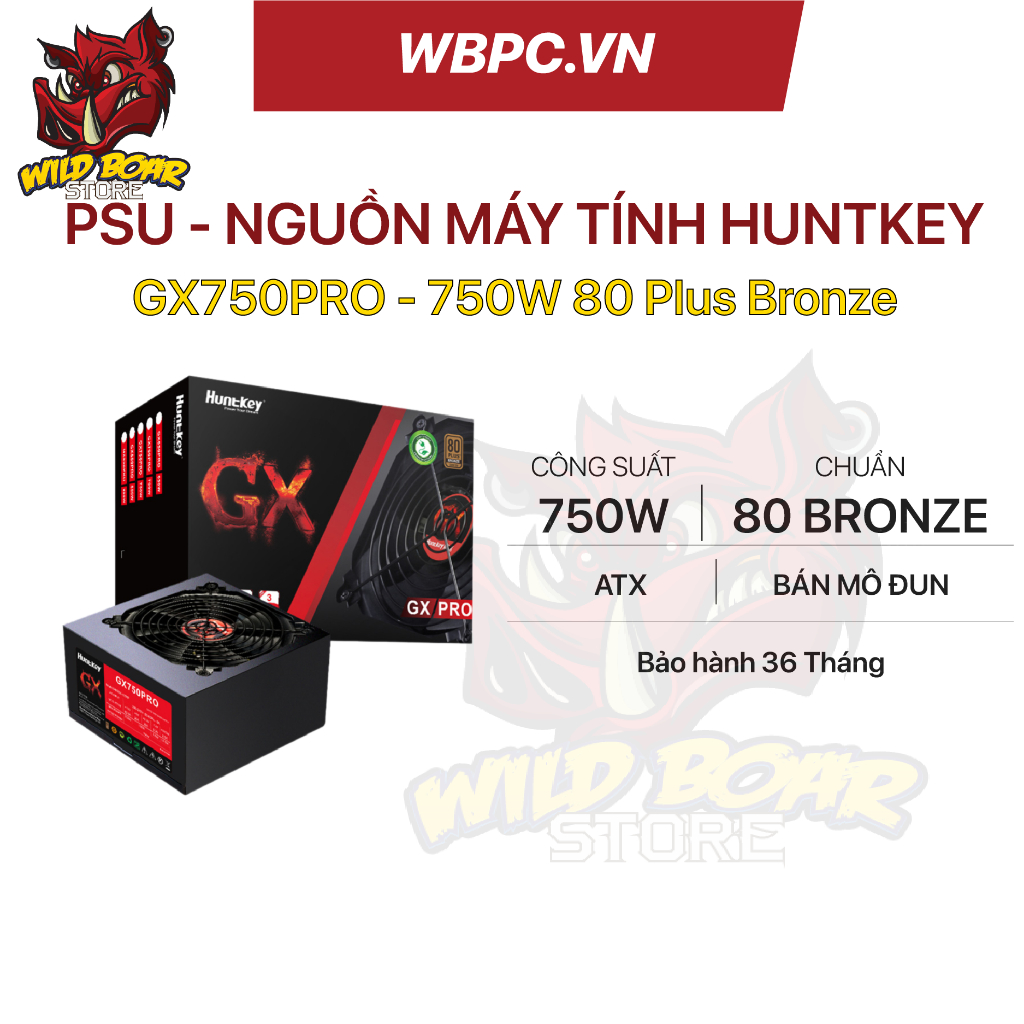 Nguồn máy tính Huntkey GX750PRO - 750W 80 Plus Bronze - Chính hãng | Shopee Việt Nam