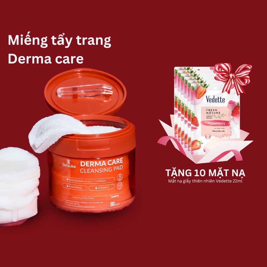 Miếng tẩy trang Derma Care Loại bỏ lớp trang điểm chỉ trong một miếng bông 180ml/ 80 miếng ...