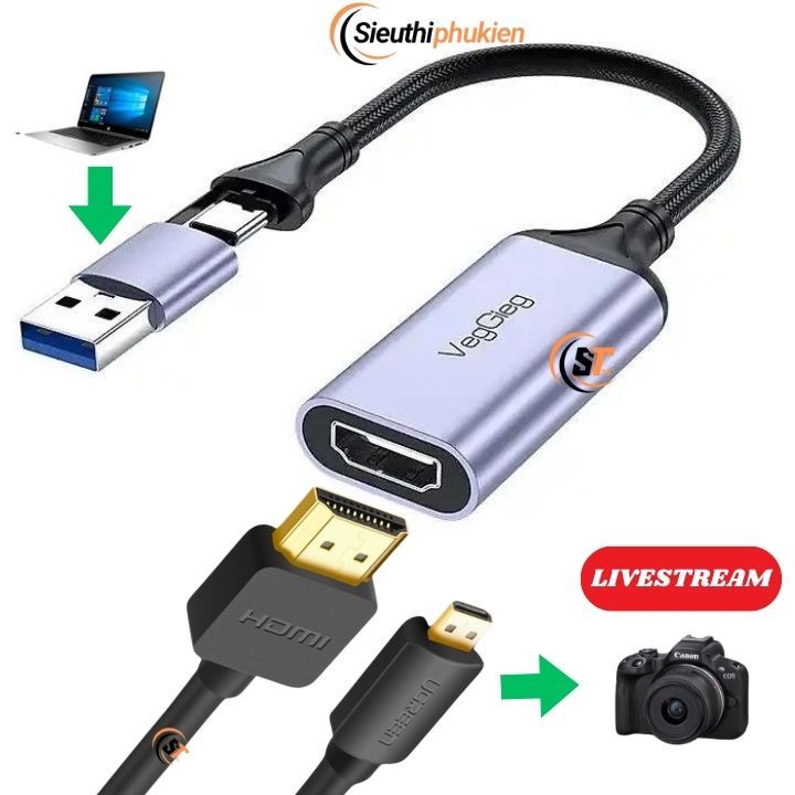Bộ cáp Livestream HDMI từ máy ảnh sony A6000 A6300 A6400 A6500 với máy ...