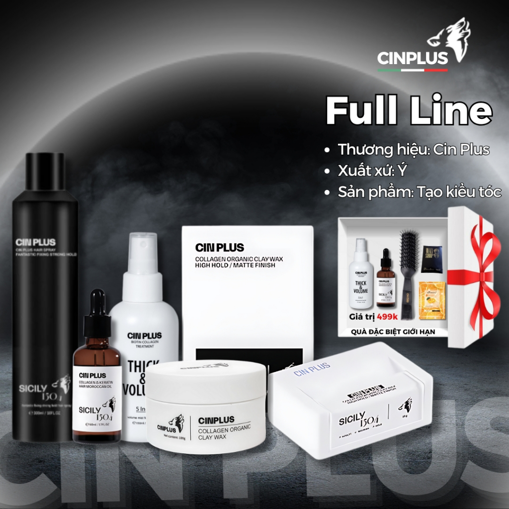 Sáp vuốt tóc nam Cin Plus Clay Wax Sicily 1504 85gr, tinh dầu dưỡng ...
