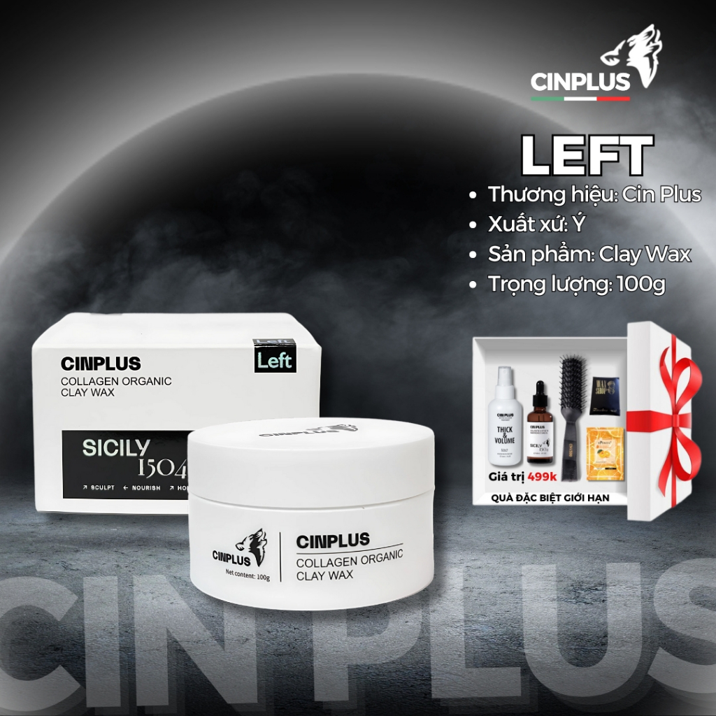 Sáp vuốt tóc nam Cin Plus Left Sicily 1504 100gr chính hãng gel, wax ...