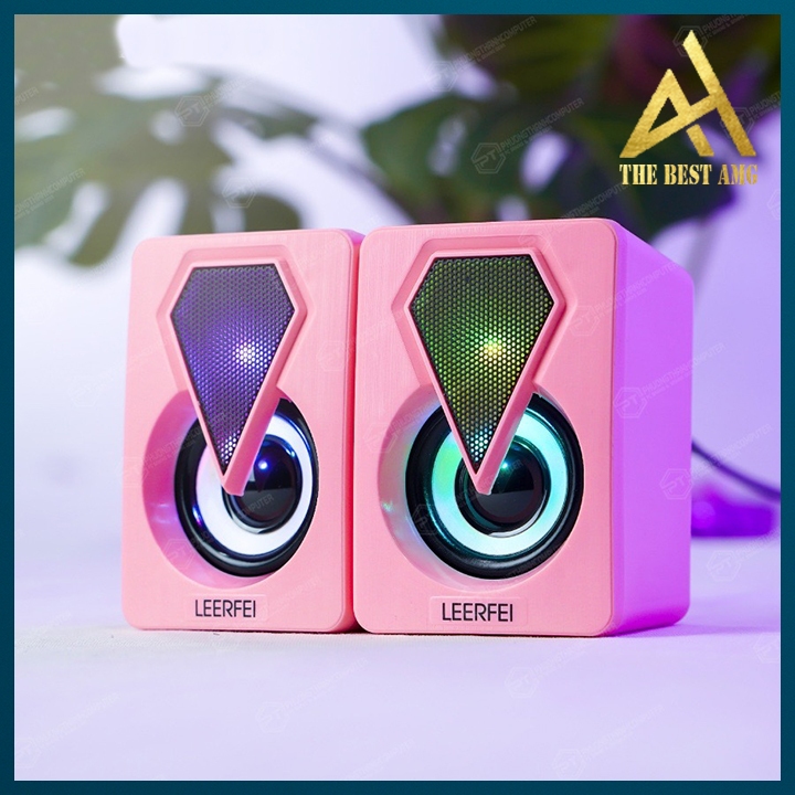 Loa Máy Tính Để Bàn PC Có Dây Mini Led Rgb 2.0 Leerfei 1046 Màu Hồng ...