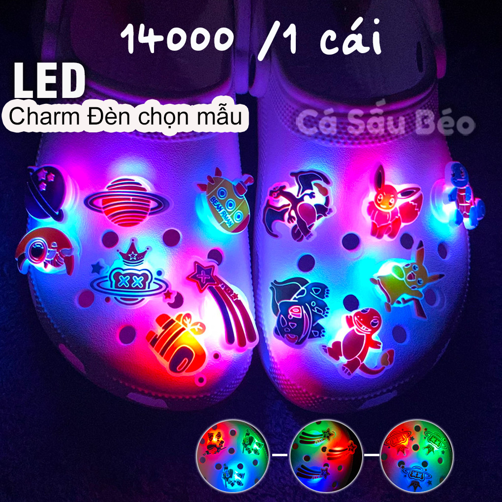 (Hàng sẵn+chọn mẫu) Sticker/charm đèn LED cực đẹp gắn dép sục có lỗ ...