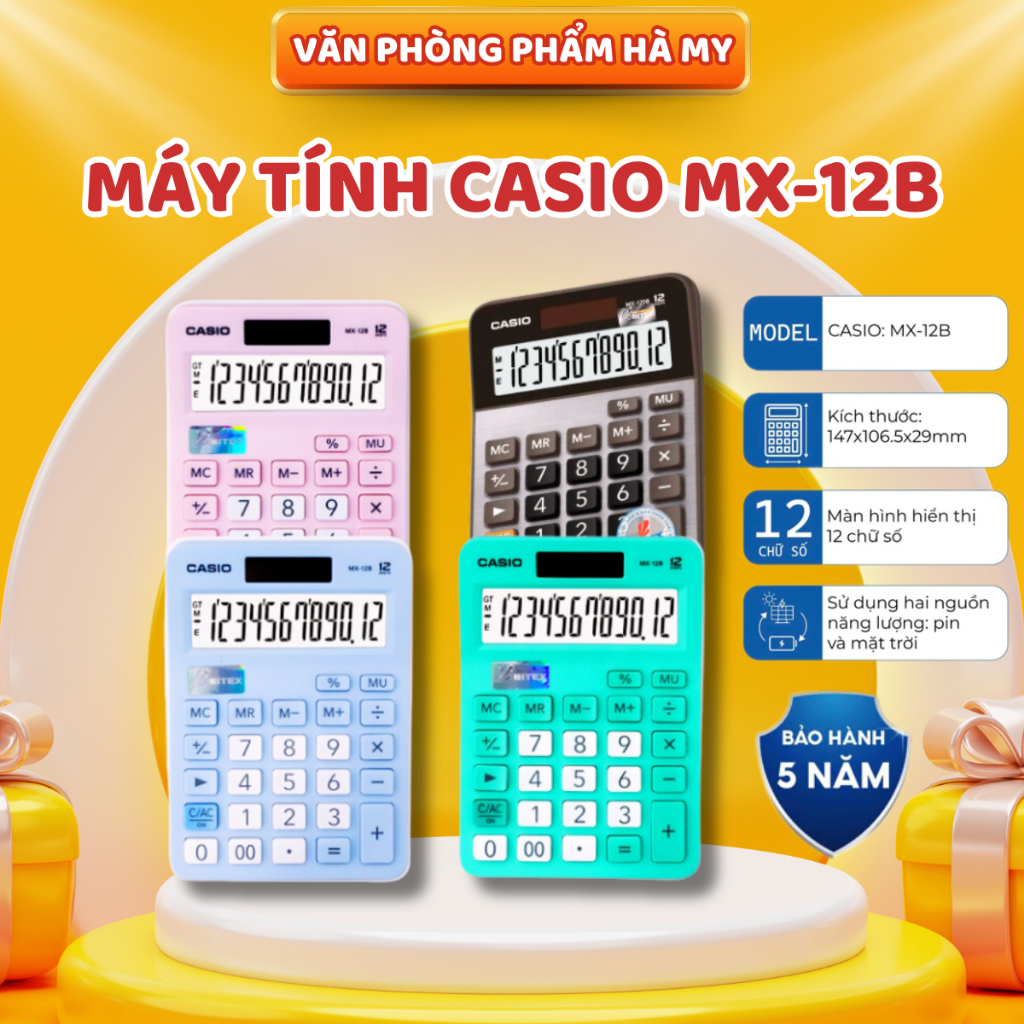 Máy tính Casio MX-12B Chính Hãng - Phiên bản màu Pastel | Shopee Việt Nam