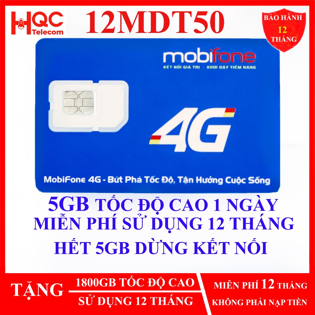 Sim 4G Mobifone 12MDT50 MDT250A, 100GB, 500GB, 75GB, 12MDT150 21G12 12MAX90 12FD50 (có E SIM ...