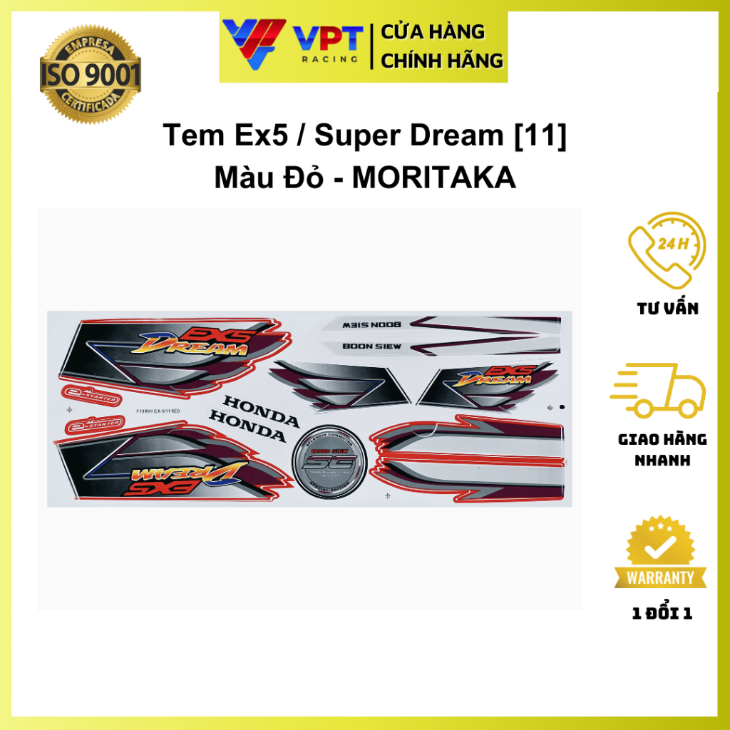 Tem Decal HONDA EX5 / Super Dream F1395H [11] - F1395H-EX5-RED-11-MRTK ...