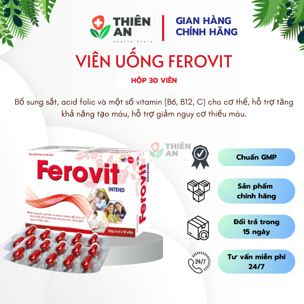 (CHÍNH HÃNG) FEROVIT - Bổ sung sắt, acid folic và một số vitamin (B6 ...