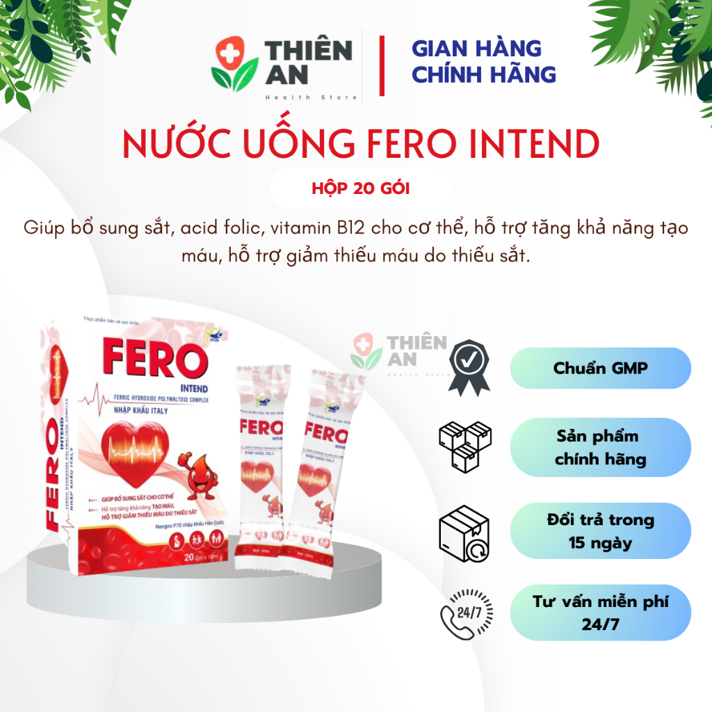 (CHÍNH HÃNG) FERO INTEND Giúp bổ sung sắt, acid folic, vitamin B12 cho ...