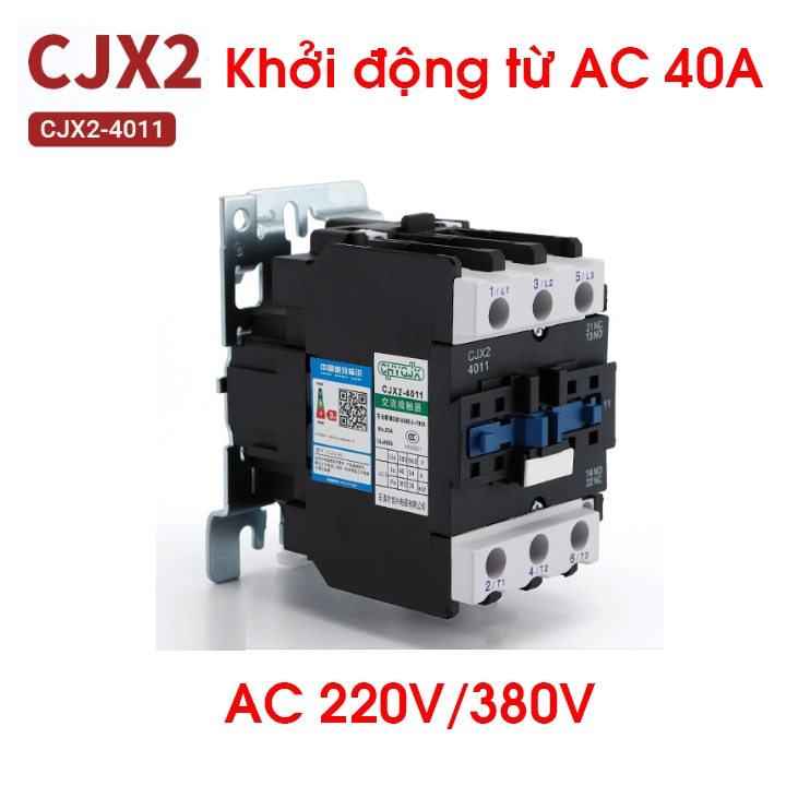 Khởi động từ,Contactor CJX2-4011 công suất lớn 40A/220V tải 18.5Kw,tải 380v 11Kw 18.5KW | Shopee ...