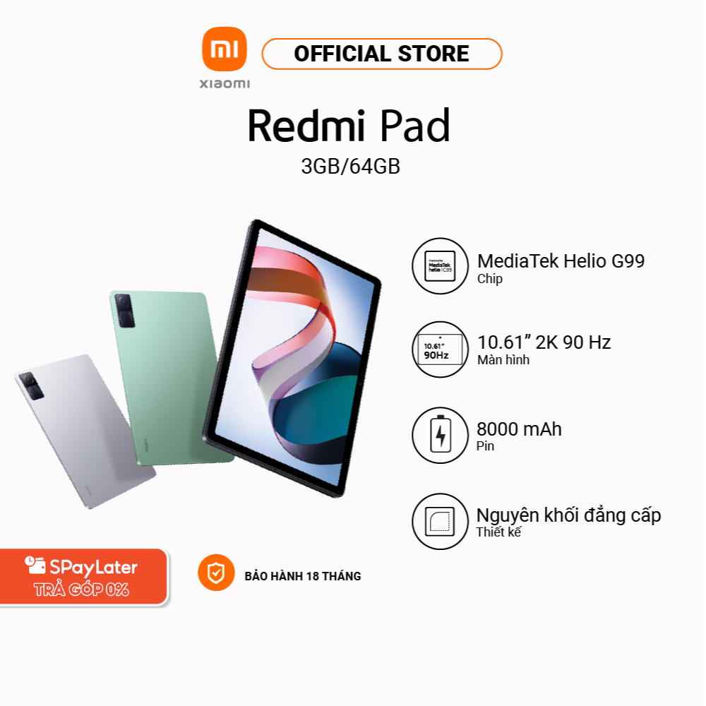 Máy tính bảng Redmi Pad (3+64GB) | Màn hình LCD IPS 10.61" 90Hz 2K ...