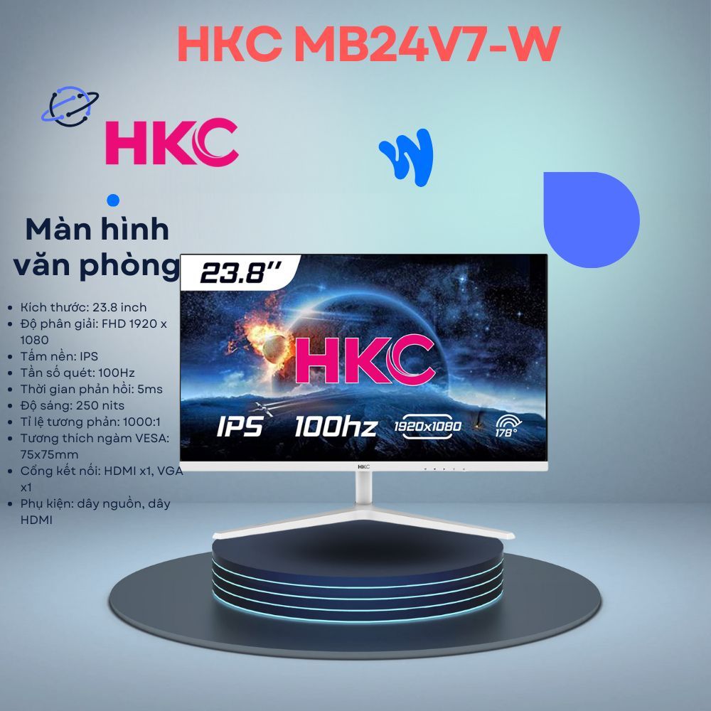 Màn hình HKC MB24V7-W (23.8 inch/FHD/IPS/100Hz/5ms/Trắng) | Shopee Việt Nam