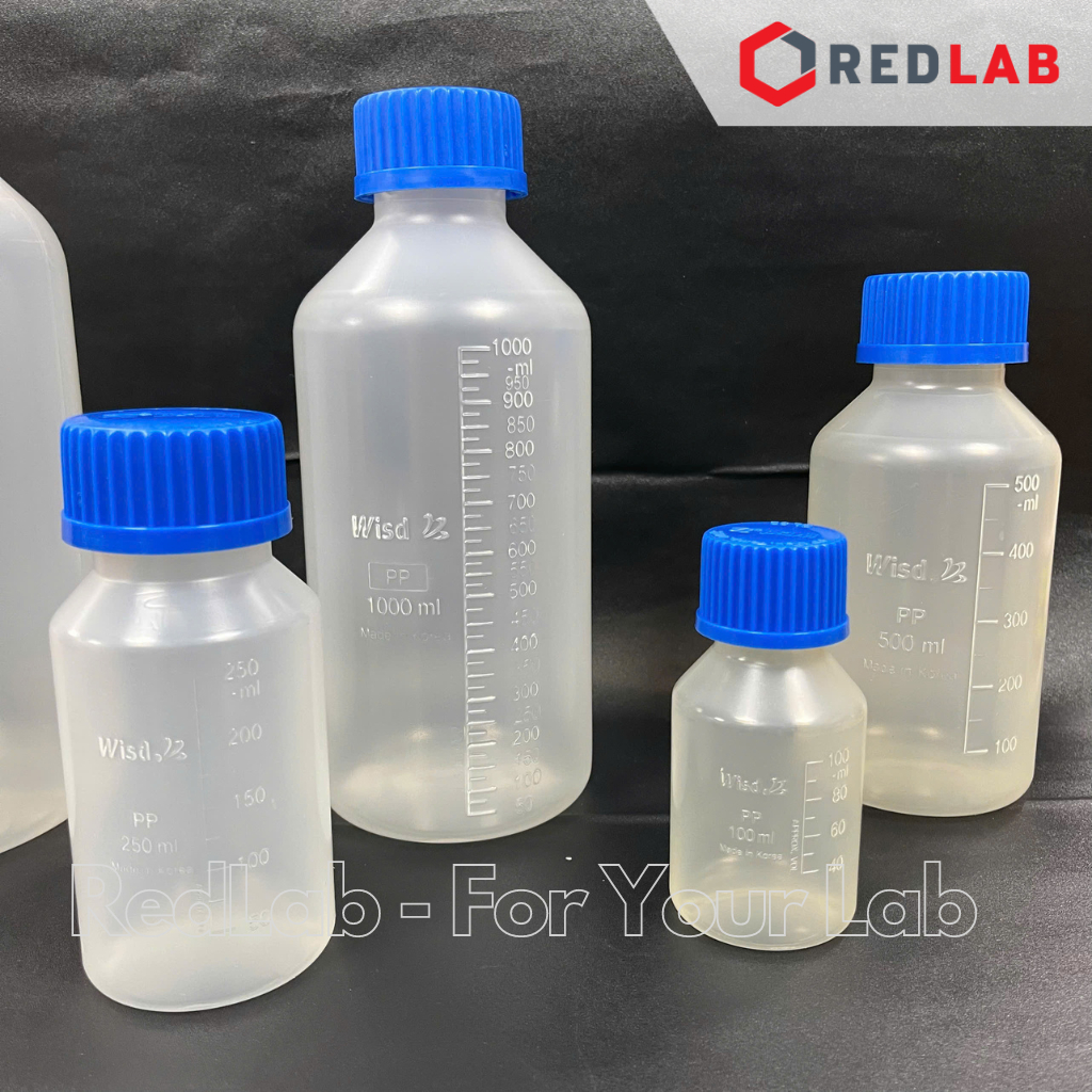 Chai nhựa PP trắng chịu nhiệt, nắp GL 32 / GL45 WISD 100 250 500 1000 2000 ml , vạch nổi, có VAT ...