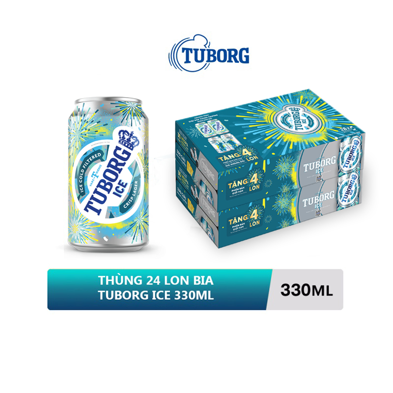[TẶNG THÊM 4 LON GIỚI HẠN] Combo 2 Thùng bia Tuborg Ice 24+4 lon 330ml ...