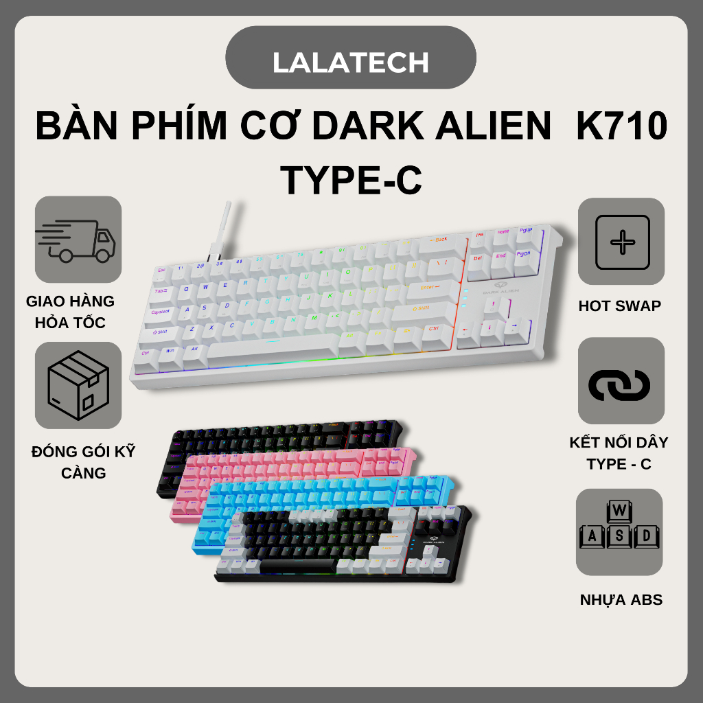 Bàn phím cơ Gaming K710 DARK ALIEN Blue Switch - Có Hot-swap TKL 71 ...