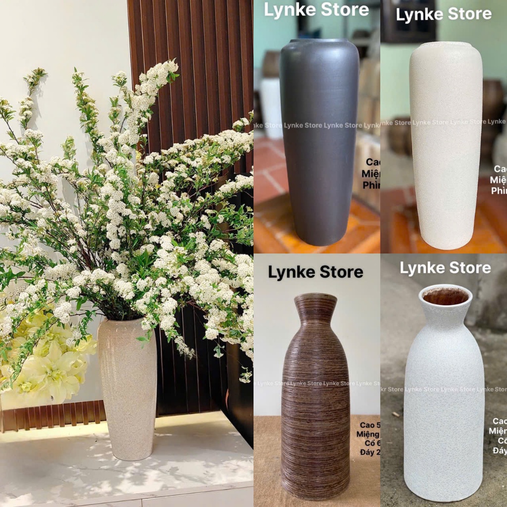 Bình Hoa Cao 50cm Gốm Mộc Lọ Hoa Cắm Đào Tuyết Mai Đẹp Gốm Sứ Bát Tràng ...