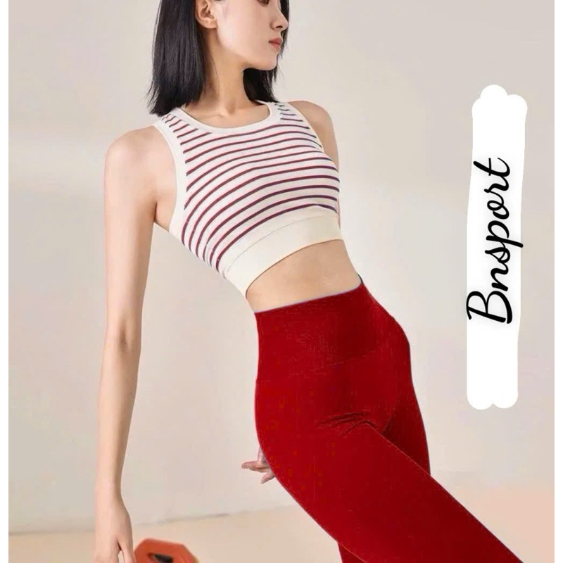 Áo Croptop Sọc Dệt Kim Tập Gym Nữ Pickleball Tennis Yoga Mút Đúc ...