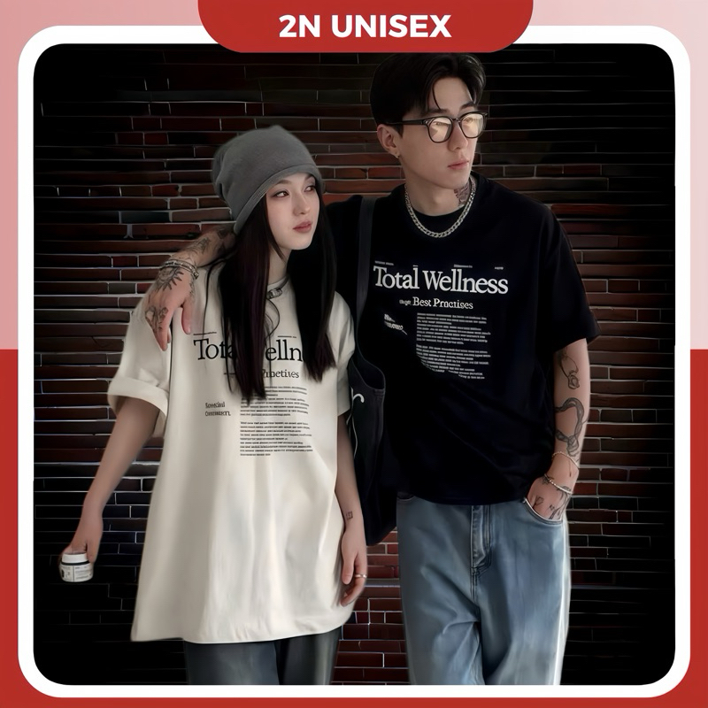 Áo phông nam nữ form rộng 2N Unisex thun cotton in chữ Total màu trắng ...