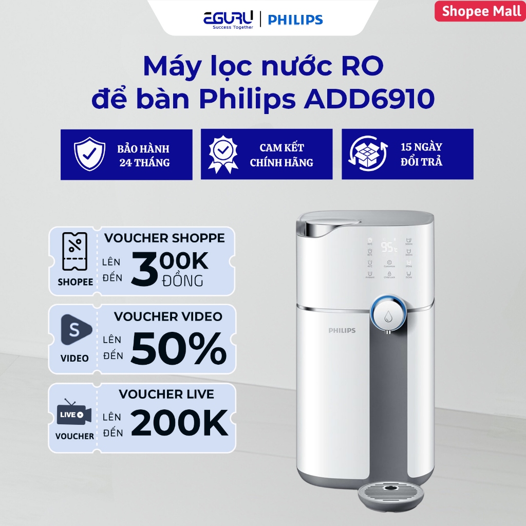 Máy lọc nước RO để bàn Philips ADD6910, Làm nóng nhanh 3s - Hàng Chính ...