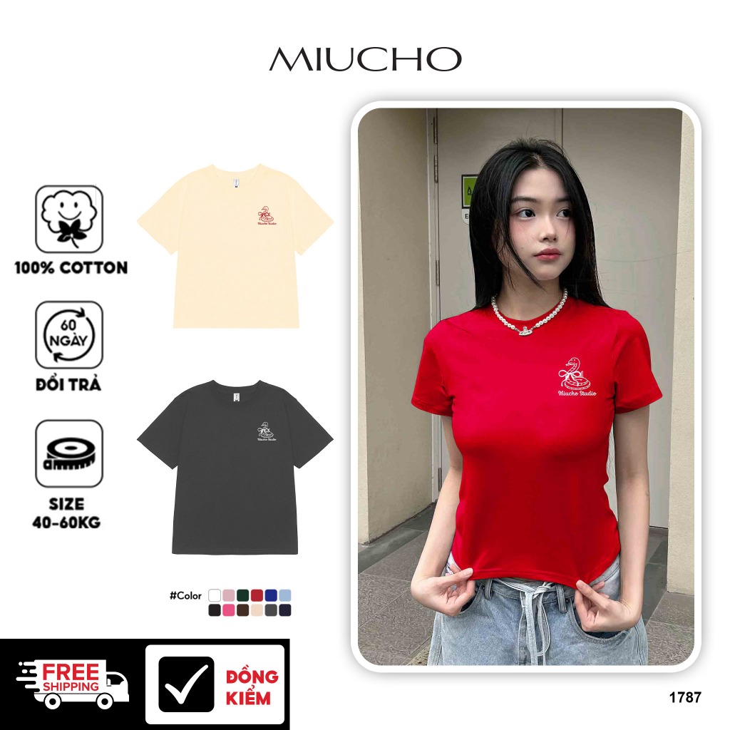 Áo baby tee tết cổ tròn vải cotton 2c co giãn thoáng mát 1787 Miucho in ...