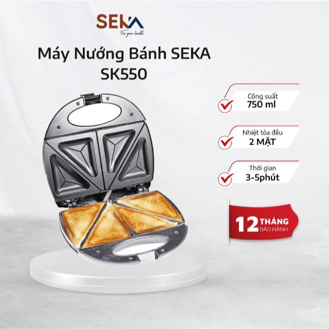 Máy Nướng Bánh Mì Sandwich SEKA SK-550 (SK550) Chống Dính 2 Mặt Tự Cảm Biến Nhiệt - Hàng Chính ...