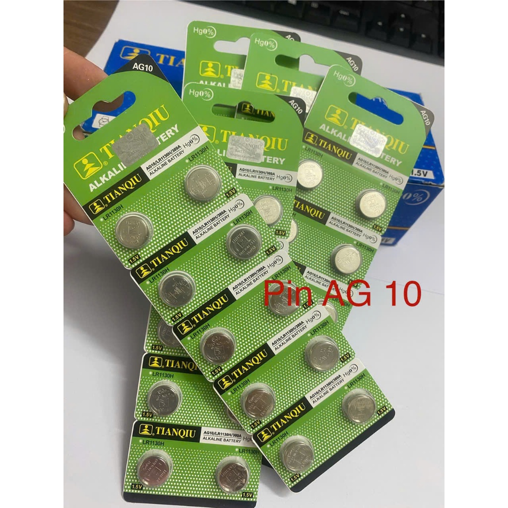 Vỉ 10 Viên Pin cúc áo nhỏ AG10, LR1130H, 389A TIANQIU 1.5V dùng cho ...