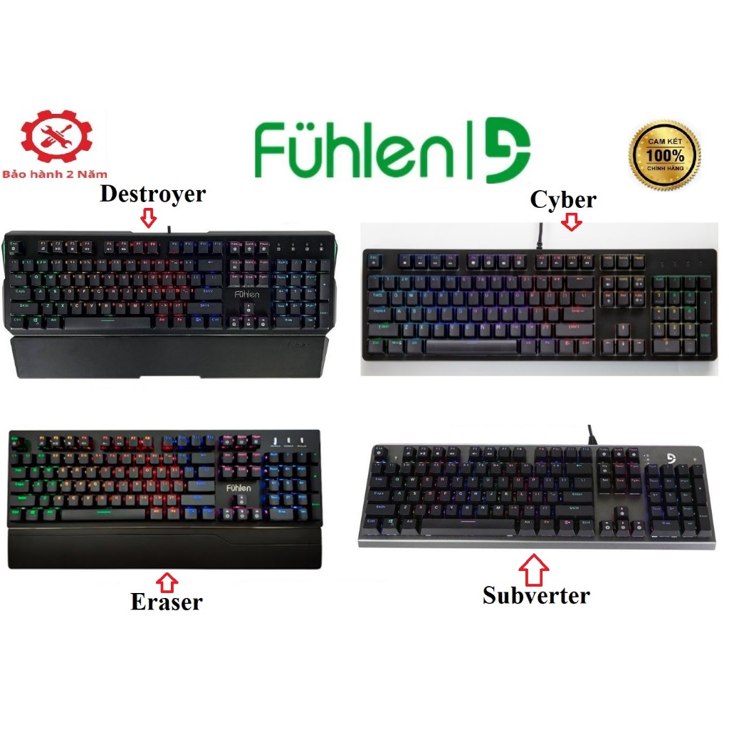 Bàn Phím Cơ Fuhlen Eraser - Destroyer - Cyber - Subverter - Hàng Chính ...