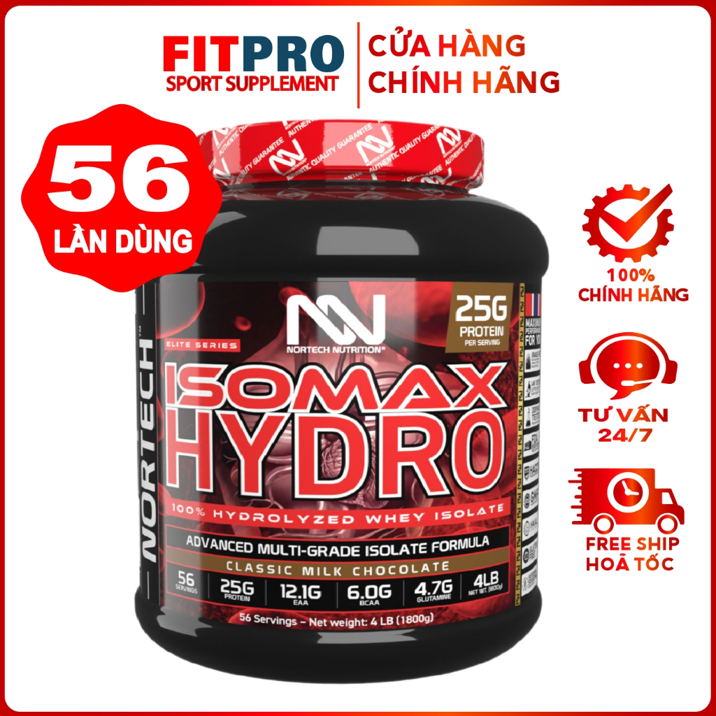 Nortech ISOMAX HYDRO Whey Protein Isolate và Hydrolyzed 1.8KG (56Liều ...