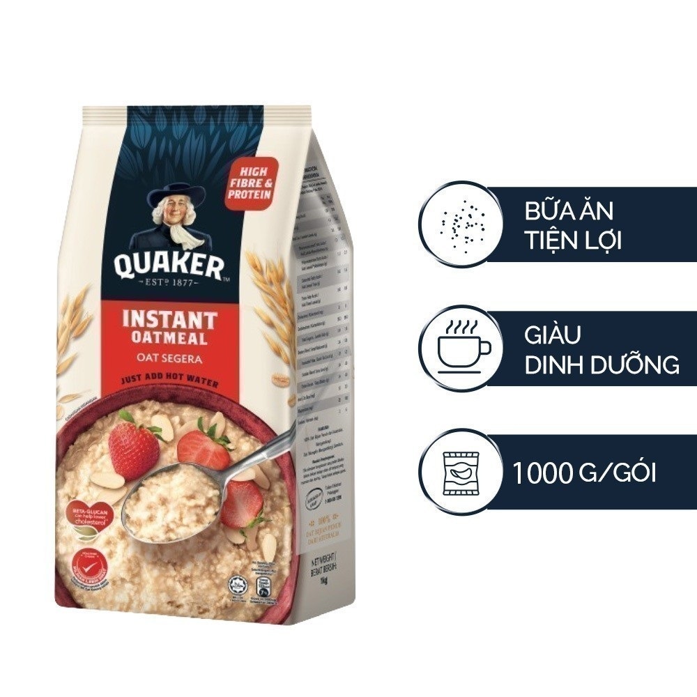 QUAKER + TÚI LỚN 1 Kg + YẾN MẠCH NGUYÊN CHẤT ĂN LIỀN MALAYSIA Instant ...