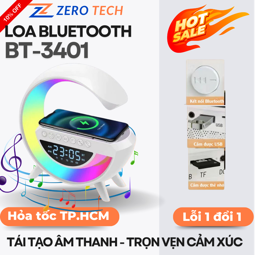 Loa Bluetooth Chữ G BT-3401 Tích Hợp Sạc Không Dây Đèn Led 13 Màu ...
