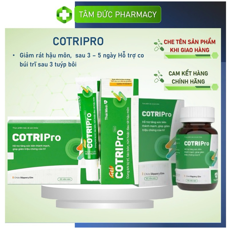 COTRIPRO [Hộp 20 viên, 80 viên - Viên uống hỗ trợ trĩ nội, trĩ ngoại, tăng sức bền thành mạch ...