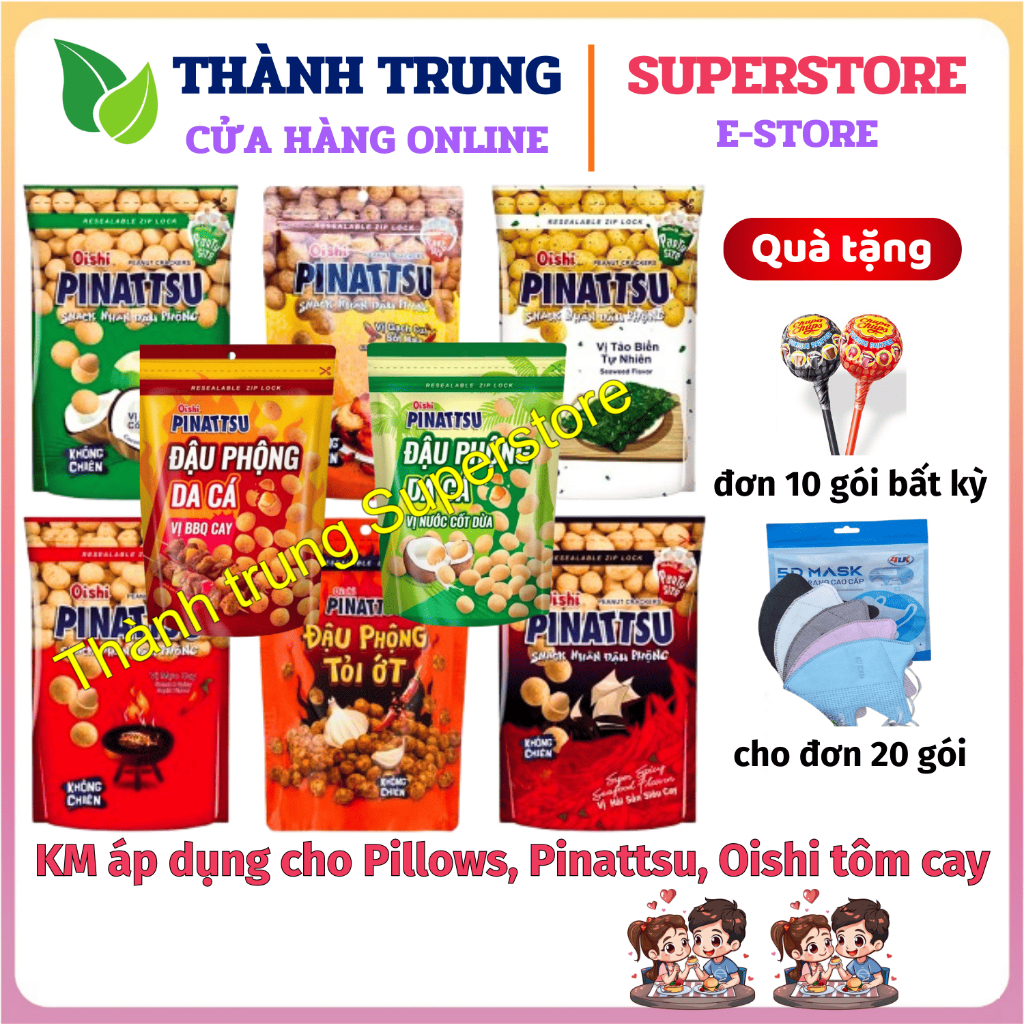 COMBO 4 gói lớn Snack đậu phộng Pinattsu Oishi đậu phộng da cá giòn ...