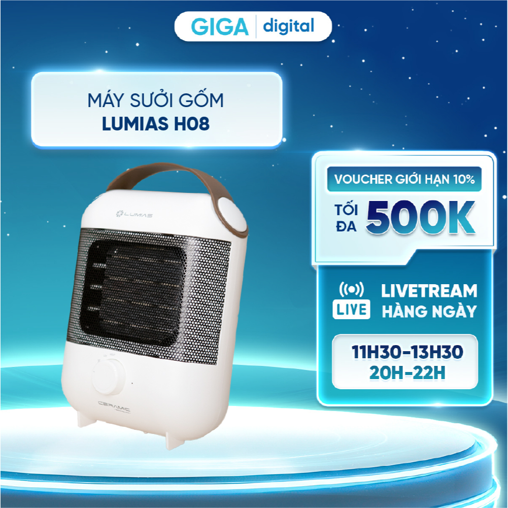 Máy sưởi gốm Lumias H08 - Làm ấm nhanh trong 3 giây - Tự ngắt khi quá nhiệt và nghiêng đổ ...