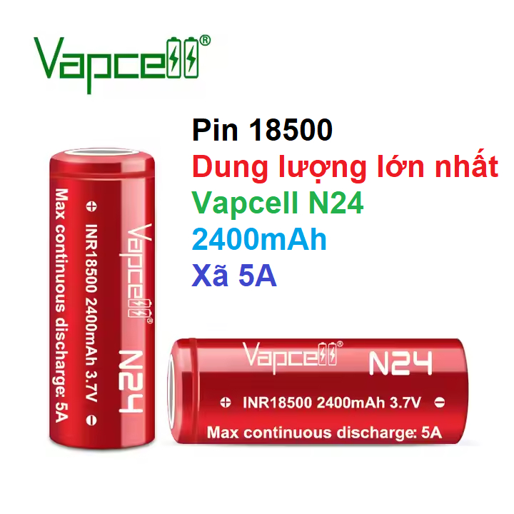 [P62] Pin sạc 18500 Vapcell N24 dung lượng lớn nhất hiện tại 2400mah xã ...