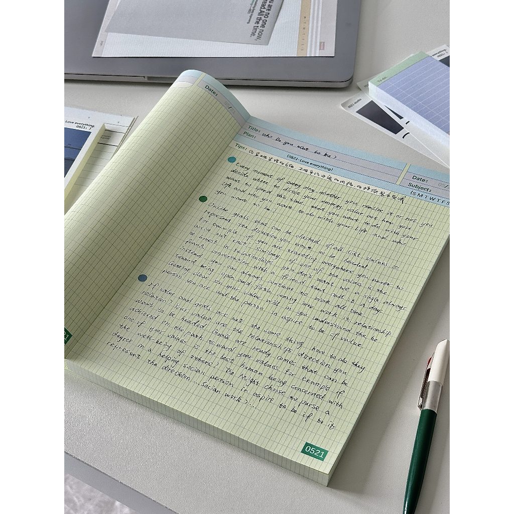 Sổ xé giấy B5 kẻ caro xanh matcha Sổ ghi chép B5 hai mặt dễ xé Sổ bài ...