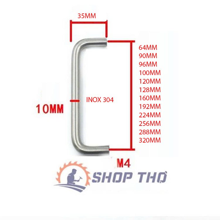 Tay kéo chữ U D8, D10 inox 201 ,inox 304, tay kéo inox. | Shopee Việt Nam