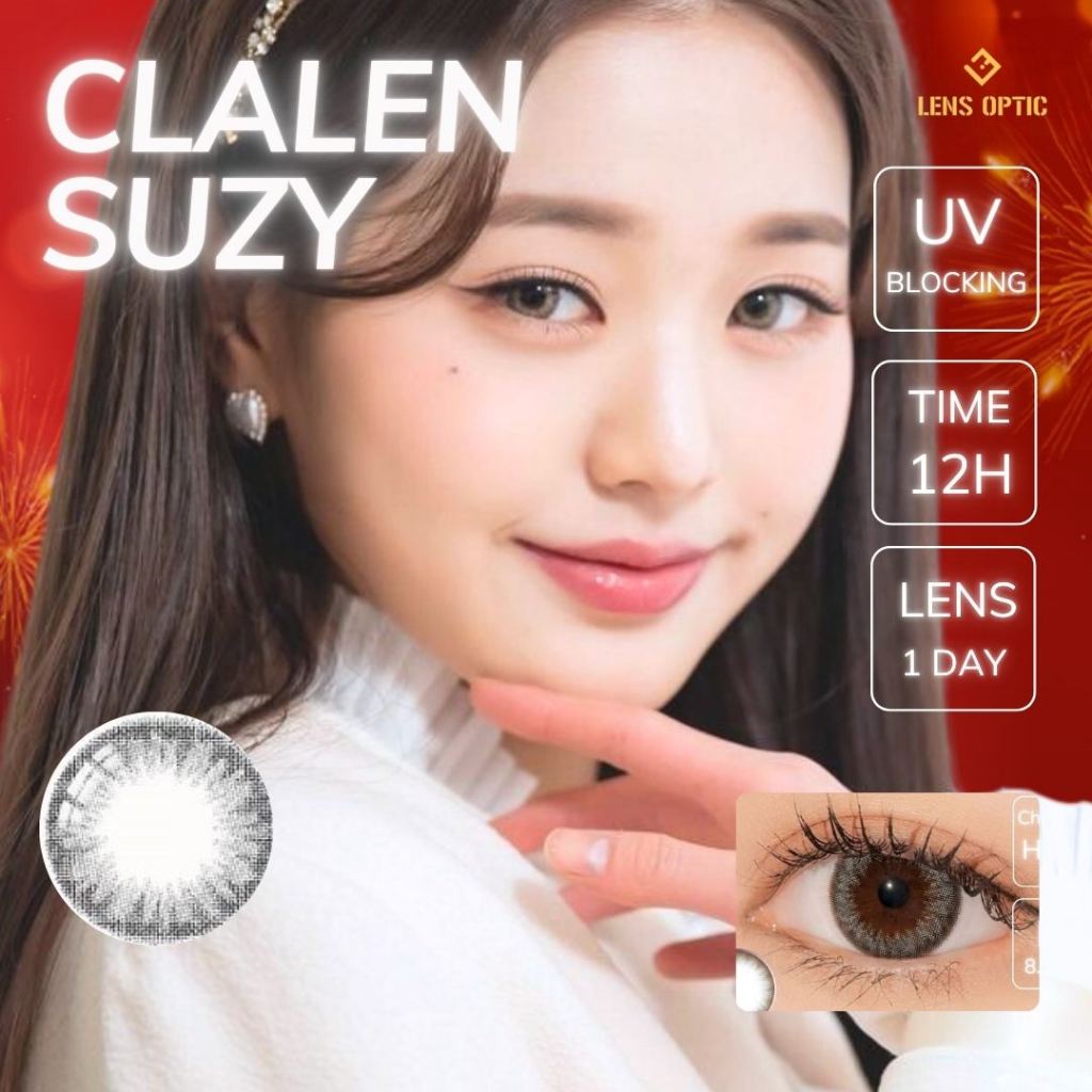 Kính áp tròng 1 ngày màu Suzy Gray Clalen iris, lens mắt màu xám có độ ...