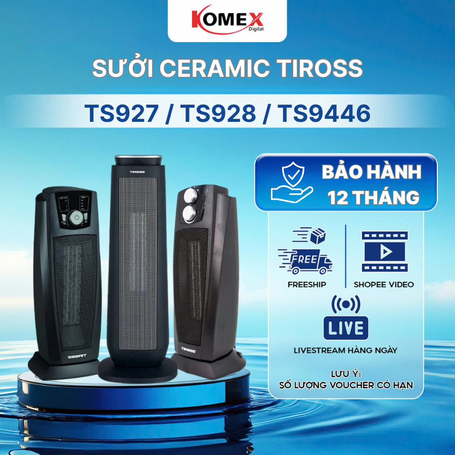 Quạt Sưởi Ceramic Tiross TS927/TS928/TS9446 Hai Chiều Công Suất 1500W Không Khô Da,Có Chế Độ An ...