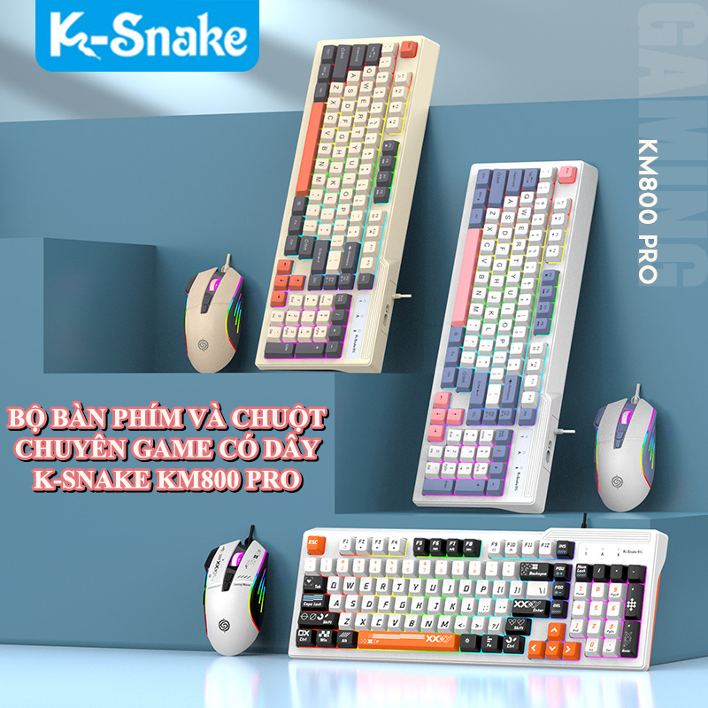 Bộ bàn phím và chuột có dây K-SNAKE KM800 PRO mini size 98 phím có đèn led 7 màu | Shopee Việt Nam
