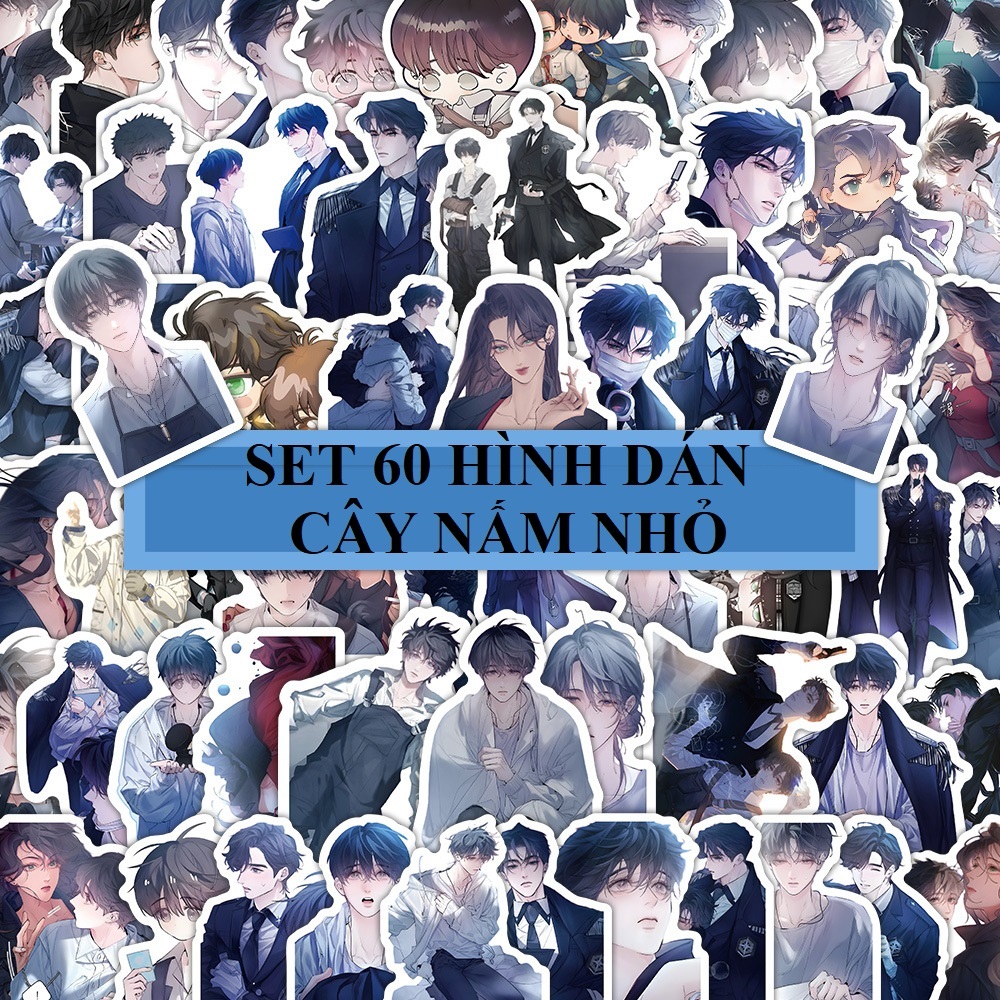 sẵn Set 60 stickers Cây nấm nhỏ chống nước hình dán dễ thương An Chiết ...