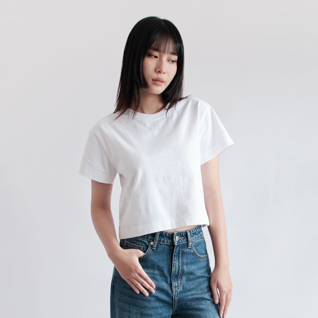 Áo Thun Mid-Crop Form Regular Dáng Ngắn Mặc Thường Ngày, 99% Cotton ...