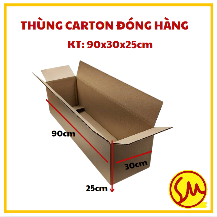 ( 90x30x25cm) THÙNG CARTON, HỘP GIẤY CARTON DÀI 3 lớp sóng B- chuyên ...
