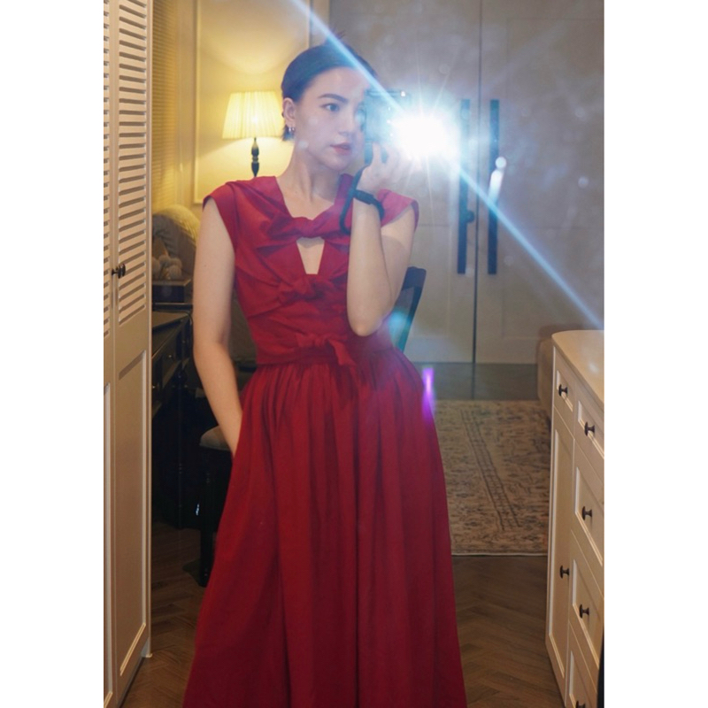 Đầm Váy Nữ Xoè, form dài, thắt Nơ lạ mắt, chất liệu Linen | Shopee Việt Nam