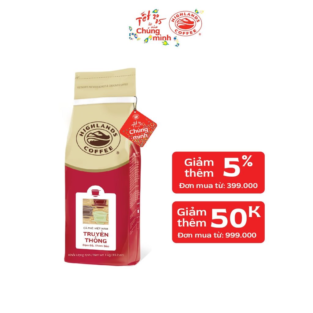Cà phê bột Truyền thống Highlands Coffee 1kg - Cafe rang xay nguyên ...