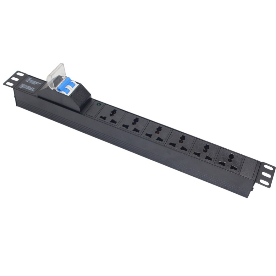 Thanh Nguồn PDU 6 ổ cắm đa dụng lắp Rack 1U có MCB 16 - 32A dây 2.5mm ...